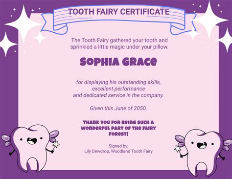 Free Printable Tooth Fairy Certificate Templates To Customize Online