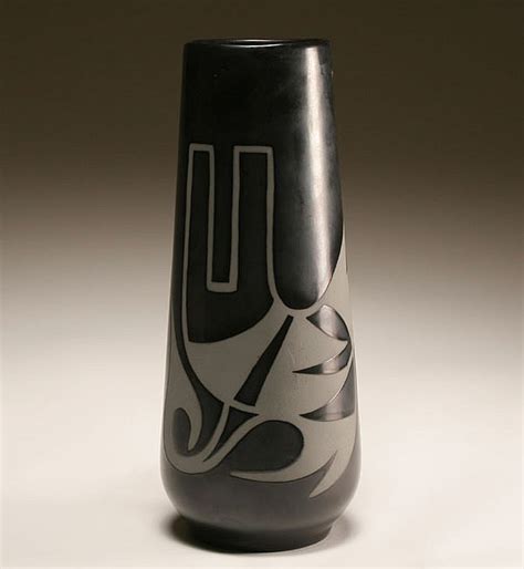 Lot Santa Clara Pueblo Black Art Pottery Vase