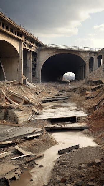 Infrastructure Collapse An Image Of Collapsed Premium Ai Generated Image