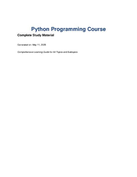 Python Programming Course Study Material Comprehensive Guide Studocu
