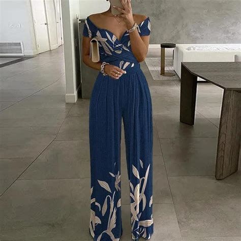 Sapphira Maxi Jumpsuit V Hals En Off Shoulder Voor Dames