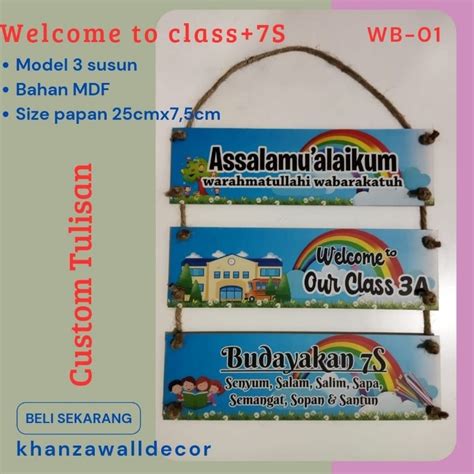 Jual Hiasan Dinding Kelas Welcome To Class 7s Custom Tulisan