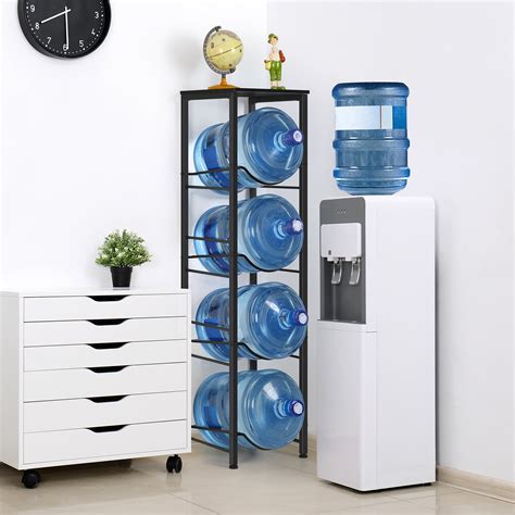 4 Tier 5 Gallon Water Bottle Holder With Storage Shelves Durable