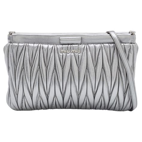 Miu Miu Silver Matelassé Leather Frame Crossbody Bag For Sale At 1stdibs