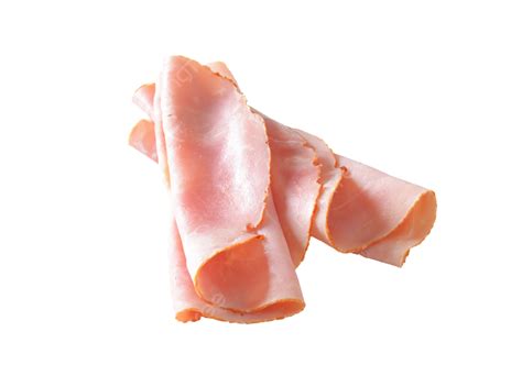 Baked Ham Slices Cold Cuts White Background Food Pork Cured Png