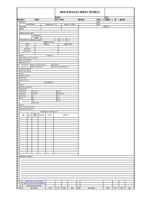 Process Data Sheet Vessels Plant Tag Project Unit Doc Type Progr