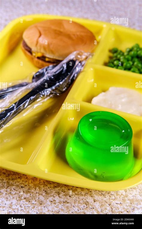 Elementary School Lunch Cheeseburger With Ripple Cut French Fries