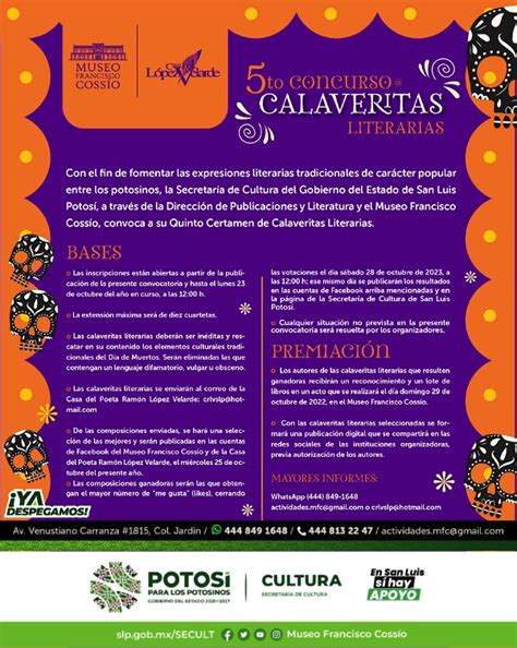 Secult Invita A Concurso De Calaveritas Literarias Opinion Publica S L P