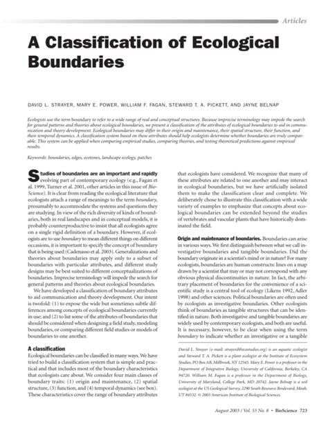 A Classification Of Ecological Boundaries
