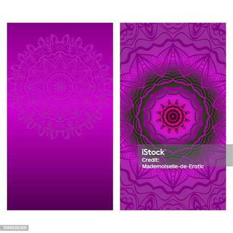 帶花曼陀羅圖案的卡片範本前面和後面的邊向量插圖紫色向量圖形及更多丁香花圖片 丁香花 南方 商務 Istock