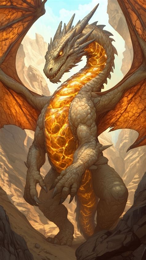 Sunlit Canyon Wyrm Fire Infused Dragon Illustration Aesthetic In 2025