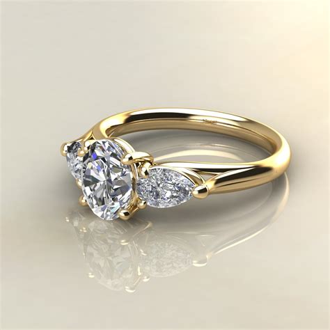 Custom Design Three Stone Moissanite Engagement Ring Forever Moissanite