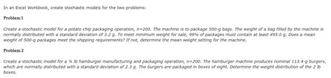 Solved In An Excel Workbook Create Stochastic Models For