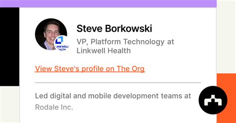 Steve Borkowski Vp Platform Technology At Linkwell Health The Org