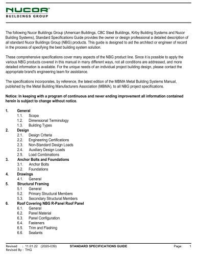 Specification Guide Nucor Building Systems Pdf Catalogs Technical
