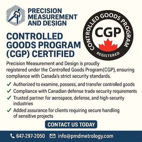 Controlled Goods Program Cgp Precision Measurement And Design Inc