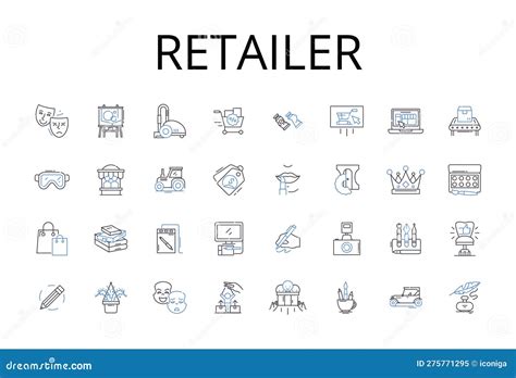retailer line icons signs vector set outline illustration concept