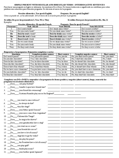 11 Do Does Extra Exercises Pdf Linguistics Grammar