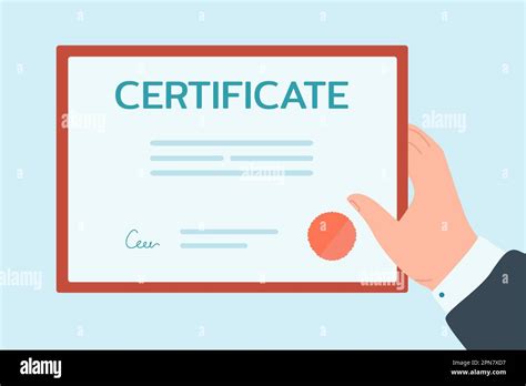 Hand Holding Certificate Flat Vector Illustration Stock Vector Image