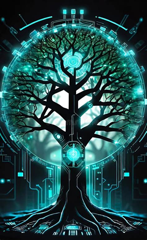 A Digital Illustration Of A Tree With Branches Seamlessly Integrated