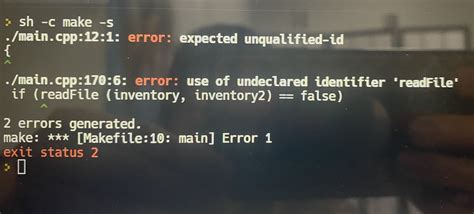 Solved Sh C Make S Main Cpp Error Expected Chegg