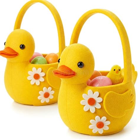 Fun Duck Themed Easter Baskets With Chick Stock Illustration Illustration Of Beak Design