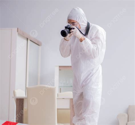 The Forensic Expert At Crime Scene Doing Investigation Forensic Expert