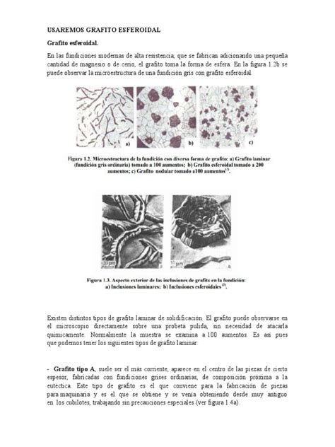Grafito Esferoidal En Fundición Gris Pdf Materiales Sustancias