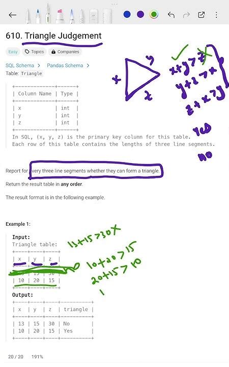 610 Triangle Judgement Sql Interview Questions Sql Youtube