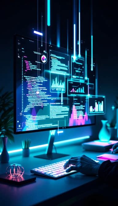 Free Futuristic Coding Station Image Coding Cyberpunk Futuristic