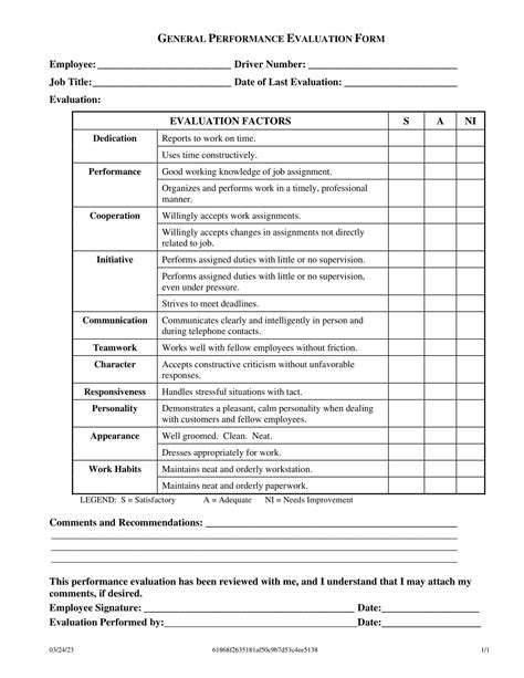 Free Printable Employee Evaluation Form Templates Pdf Excel Word