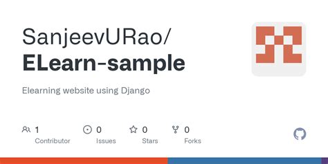 Github Sanjeevuraoelearn Sample Elearning Website Using Django