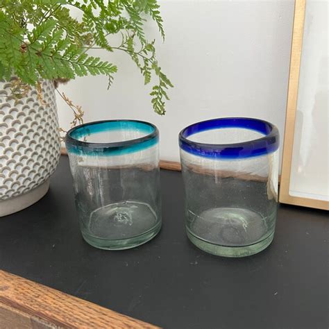 Teal Mexican Glasses Etsy