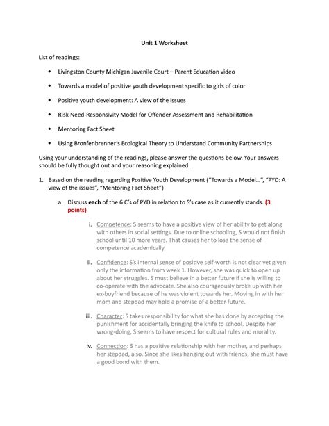 Unit 1 Worksheet Adolescent Diversion Program The Juvenile System