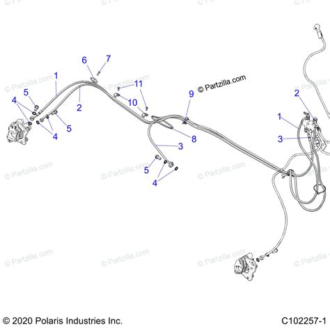 Polaris Atv 2021 Oem Parts Diagram For Brakes Brake Lines Rear
