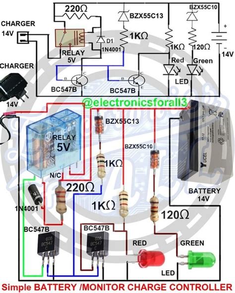 Simple Battery Monitor Charge Controller Wiring Diagram 12v Battery