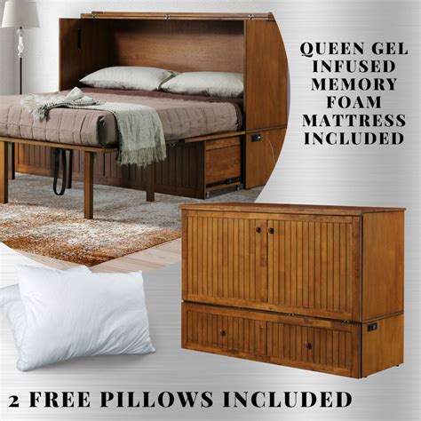 Mega Solutions Tuscany Murphy Cabinet Chest Bed With Charging Station 6
