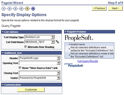Step 5 Specifying Pagelet Display Options