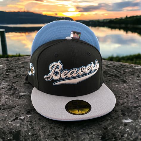 Portland Beavers New Era Black Gray Bill And Sky Blue Bottom With