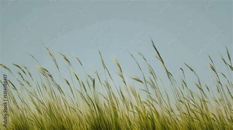 A Seamless Looping Animation Of Mountain Grass Gently Swaying In The