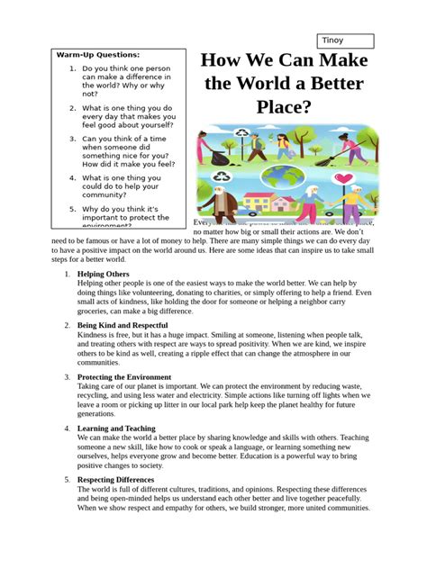 How We Can Make The World A Better Place Pdf