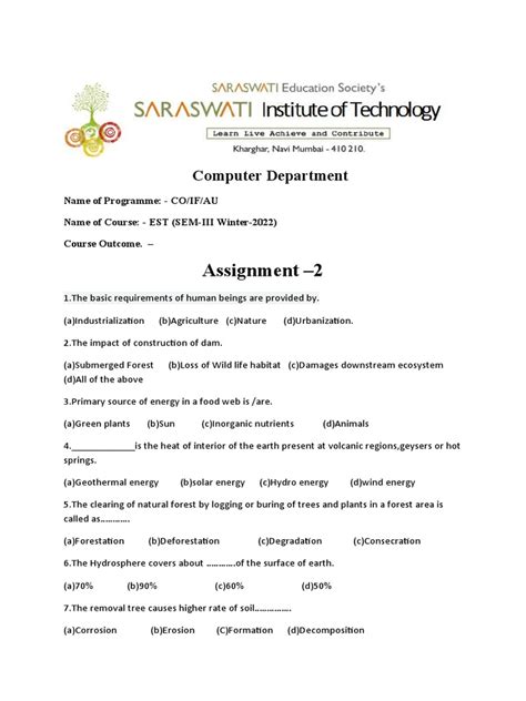 Est Assignment No 2 Pdf
