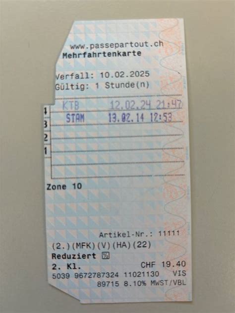 Mehrfahrtenkarte Zone 10 4 Fahrten Bis 10022025 Gültig Gebraucht In Für Chf 10 Nur