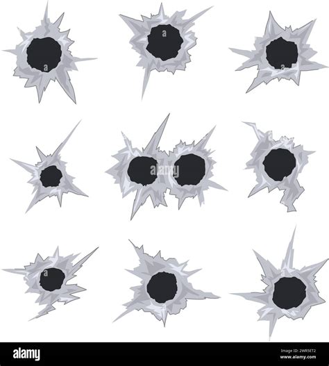 Bullet Hole Set Cartoon Vector Illustration Stock Vector Image And Art