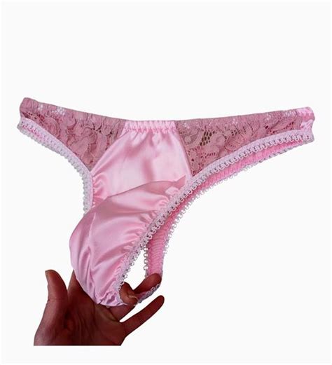 Luxury Men Satin Panties With Delicate Lace Detail Handcrafted Silk