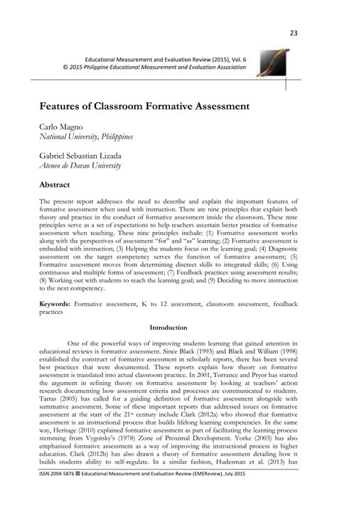 Pdf Features Of Classroom Formative Assessment