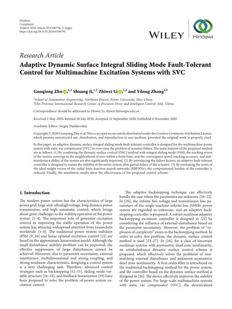 Pdf Adaptive Dynamic Surface Integral Sliding Mode Fault Tolerant Control For Multimachine