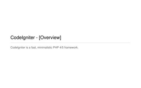 Ppt Codeigniter Overview Powerpoint Presentation Free Download