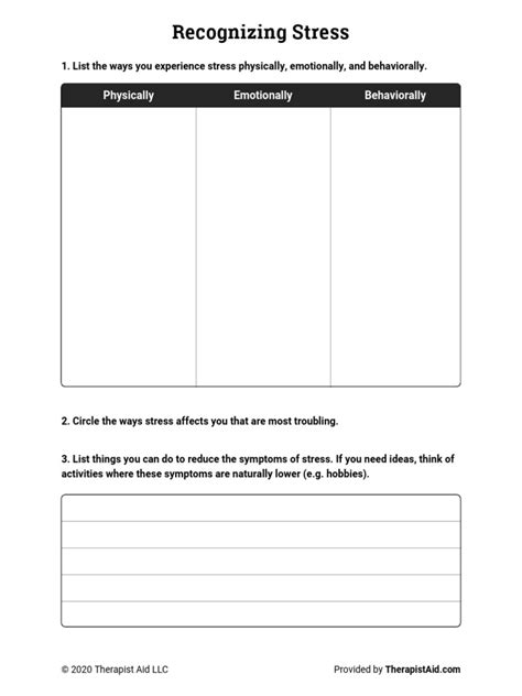Stress Management Worksheet Pdf