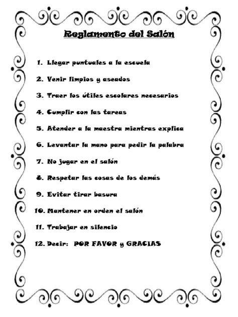 Reglamento Del Salón De Clases Pdf